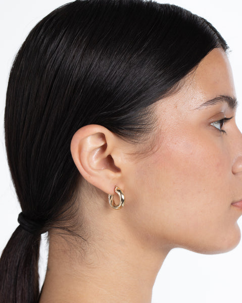 14K Gold Ribbed Hoop Earrings - 20mm – Forever Today by Jilco