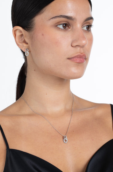 White Topaz Chain Link Earrings and Necklace Set – Forever Today by Jilco
